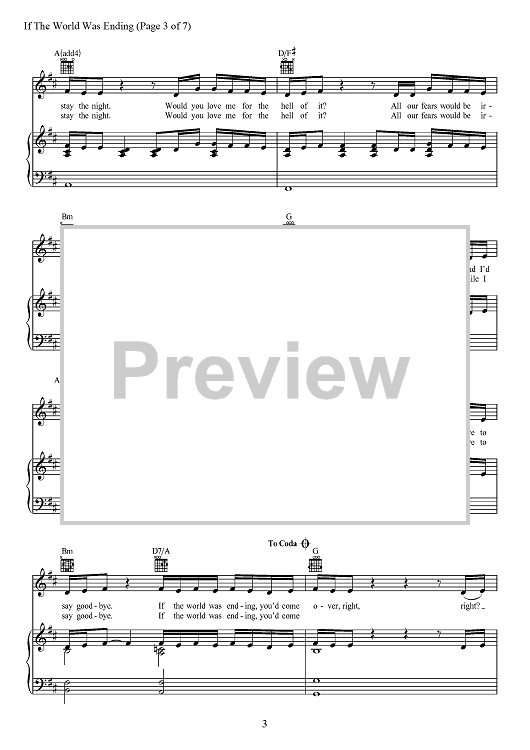 If The World Was Ending" Sheet Music by JP Saxe for Piano/Vocal/Chords ...