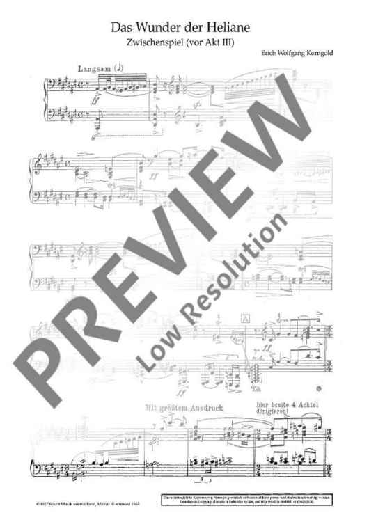 Das Wunder der Heliane" Sheet Music for Piano - Sheet Music Now