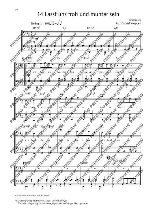 Lasst uns froh und munter sein" Sheet Music for 1 - 2 Cellos (piano Ad ...