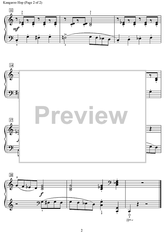 Kangaroo Hop" Sheet Music for Piano - Sheet Music Now