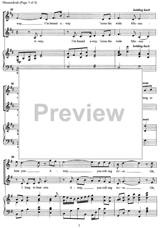Shenandoah" Sheet Music for Piano/Vocal - Sheet Music Now