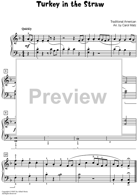 Turkey in the Straw" Sheet Music for Piano - Sheet Music Now