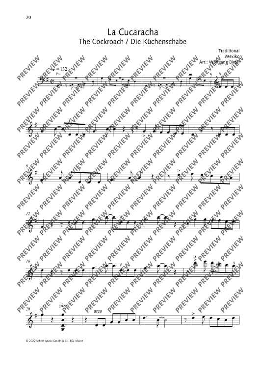 La Cucaracha" Sheet Music for Violin And Piano - Sheet Music Now