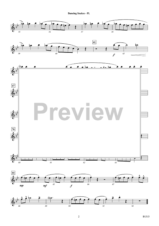 Dancing Snakes - Flute" Sheet Music for Concert Band - Sheet Music Now
