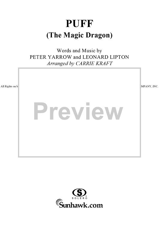 Puff (The Magic Dragon)" Sheet Music by Peter, Paul and Mary for Easy ...