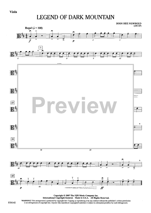 Legend of Dark Mountain - Viola" Sheet Music for String Orchestra ...