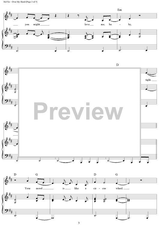 Over My Head" Sheet Music by Fleetwood Mac for Piano/Vocal/Chords ...
