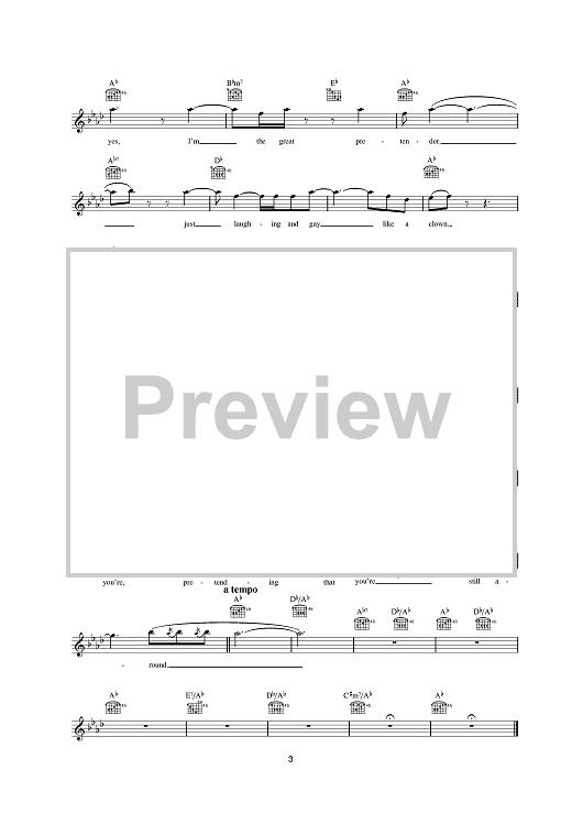 The Great Pretender" Sheet Music by Freddie Mercury for Lead Sheet ...