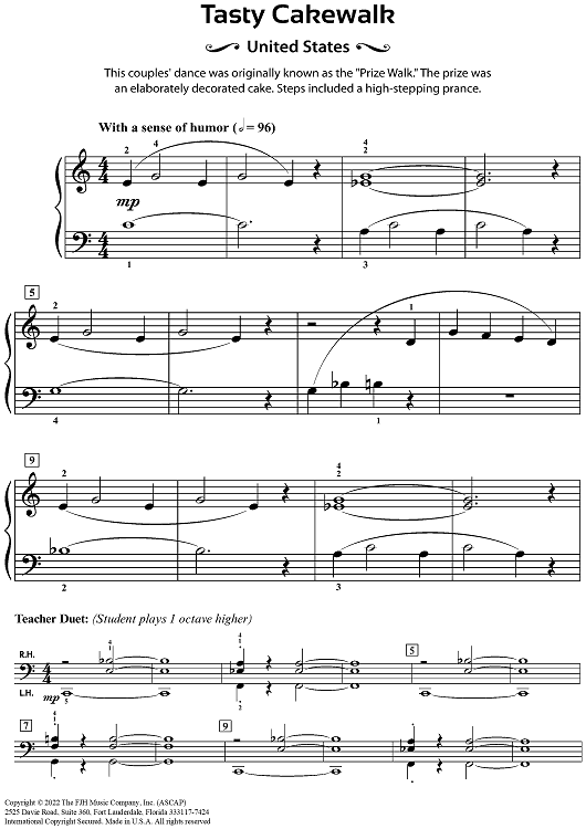 Tasty Cakewalk (United States)" Sheet Music for Piano Solo - Sheet ...