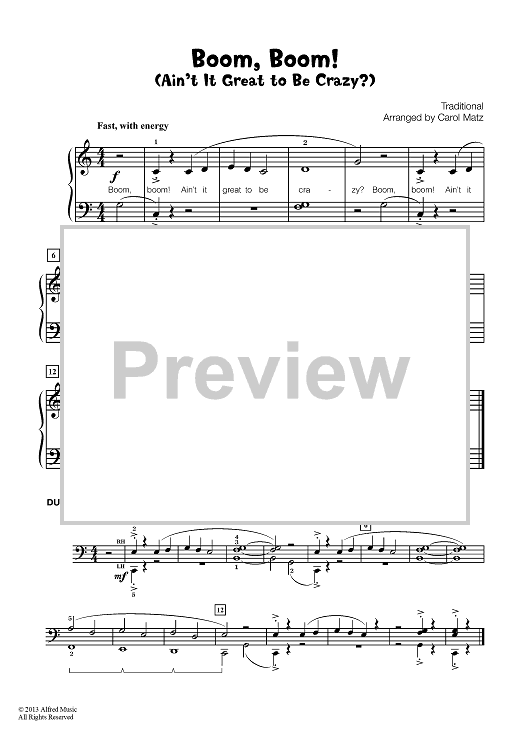 Boom Boom! (Ain't It Great to Be Crazy?)" Sheet Music for Piano - Sheet ...