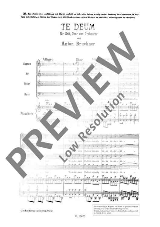 Te Deum - Vocal/piano Score" Sheet Music for Soloists, Mixed Choir And Orchestra - Sheet Music Now