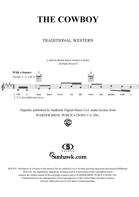 The Cowboy" Sheet Music for Lead Sheet - Sheet Music Now