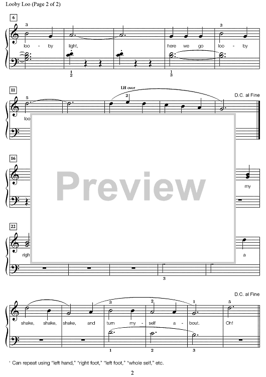 Looby Loo" Sheet Music for Piano - Sheet Music Now