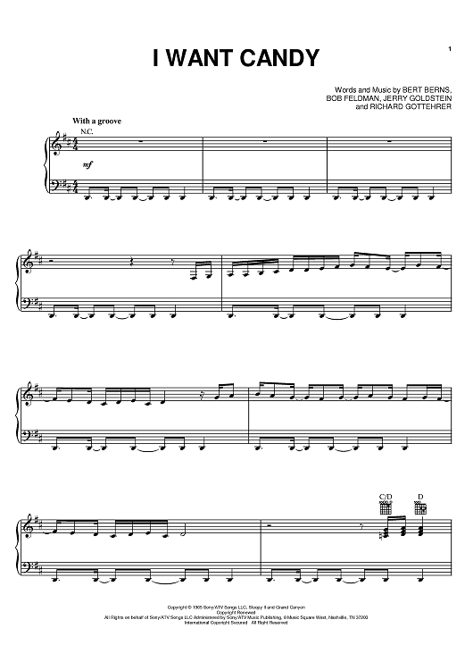 I Want Candy" Sheet Music by Bananarama; Aaron Carter; Bow Wow Wow; The ...