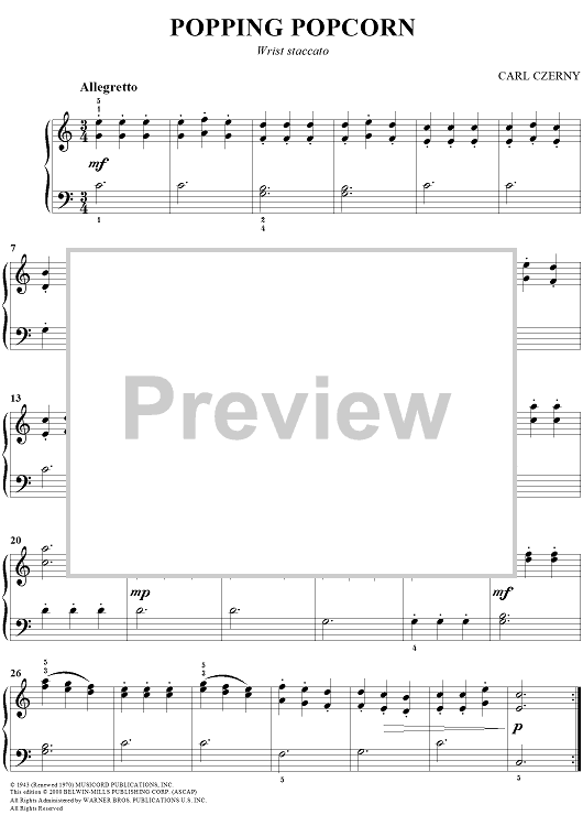 Popping Popcorn" Sheet Music for Easy Piano - Sheet Music Now