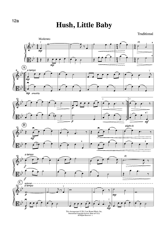 Hush, Little Baby" Sheet Music for Instrumental duet - Sheet Music Now