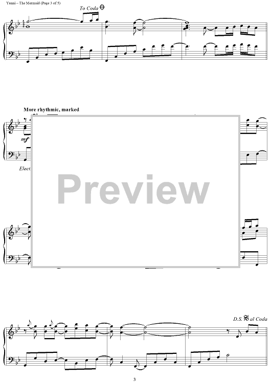 The Mermaid" Sheet Music by Yanni for Piano Solo - Sheet Music Now