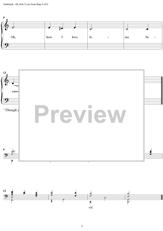Oh, How I Love Jesus" Sheet Music for Easy Piano/Vocal - Sheet Music Now