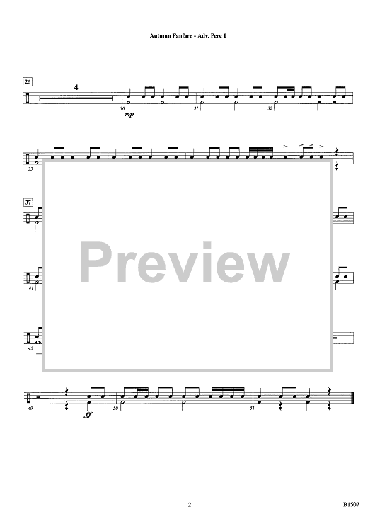 Autumn Fanfare - Advanced Percussion 1" Sheet Music for Concert Band ...