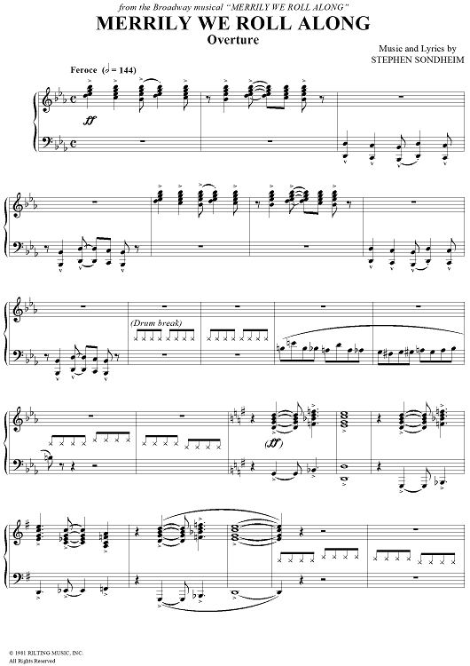Merrily We Roll Along (Overture)" Sheet Music for Piano Solo - Sheet ...