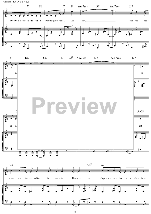 Rio" Sheet Music for Piano/Vocal/Chords - Sheet Music Now