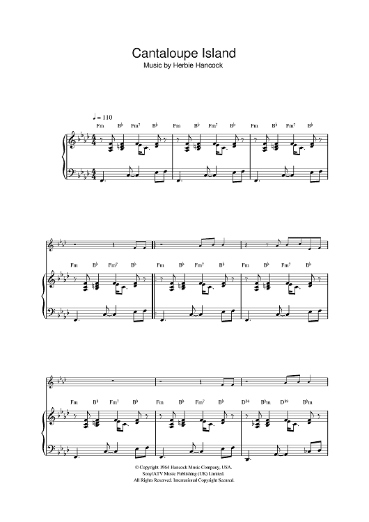 Cantaloupe Island" Sheet Music by Herbie Hancock for Piano - Sheet Music Now