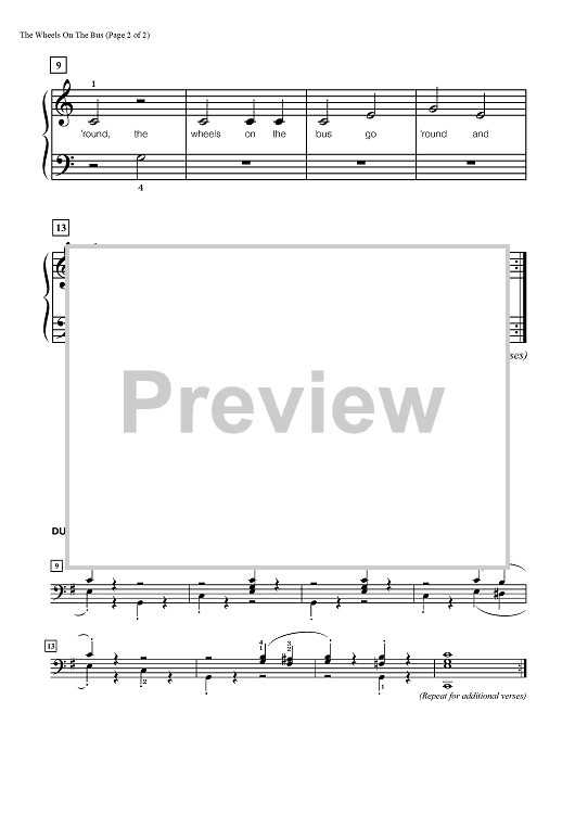 The Wheels on the Bus" Sheet Music for Piano - Sheet Music Now