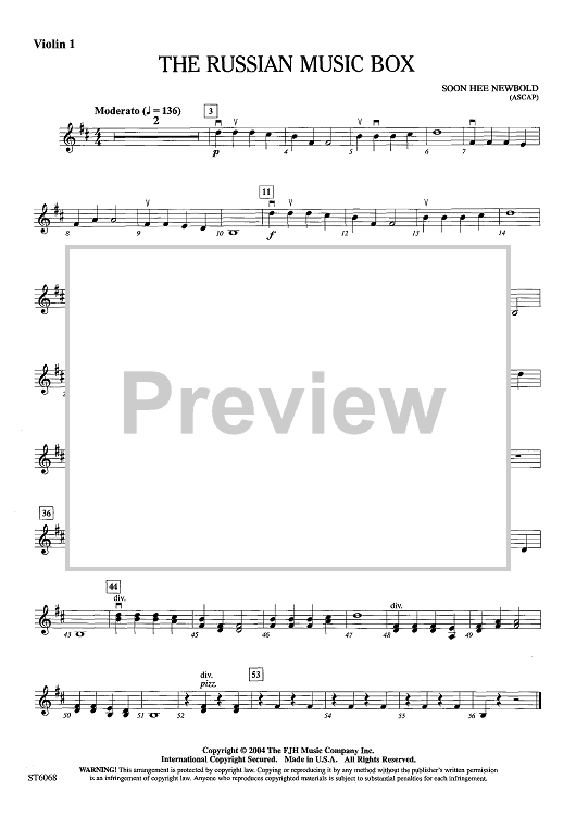The Russian Music Box - Violin 1" Sheet Music for String Orchestra ...
