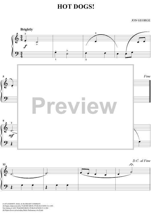 Hot Dogs!" Sheet Music for Piano Solo - Sheet Music Now