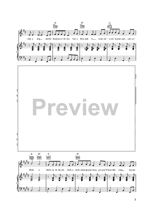 The Chicken Song" Sheet Music for Piano/Vocal/Chords - Sheet Music Now