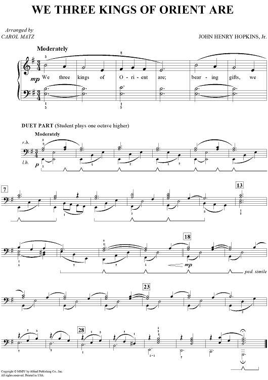 We Three Kings of Orient Are" Sheet Music for Piano - Sheet Music Now