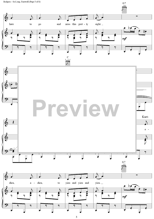 So Long, Farewell" Sheet Music for Piano/Vocal/Chords - Sheet Music Now