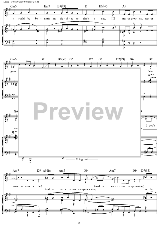 I Won't Grow Up" Sheet Music for Piano/Vocal/Chords - Sheet Music Now