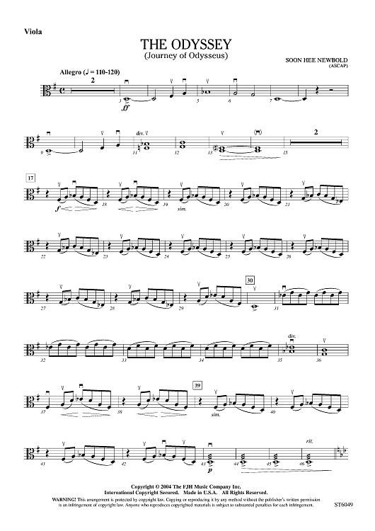 The Odyssey (Journey of Odysseus) - Viola" Sheet Music for String ...