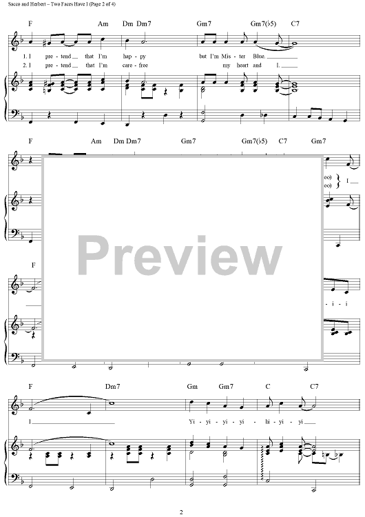 Two Faces Have I" Sheet Music by Lou Christie for Piano/Vocal/Chords ...