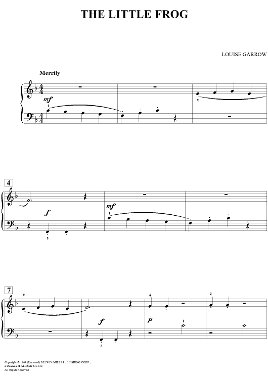 The Little Frog" Sheet Music for Piano - Sheet Music Now