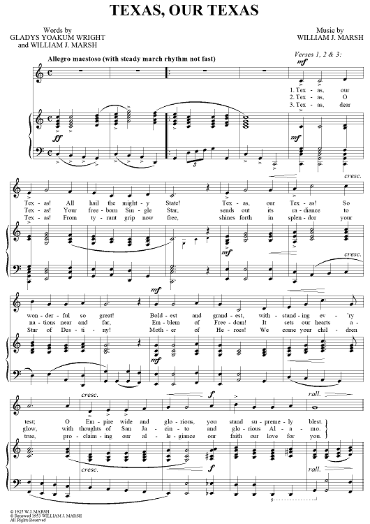 Texas, Our Texas" Sheet Music for Piano/Vocal/Chords - Sheet Music Now