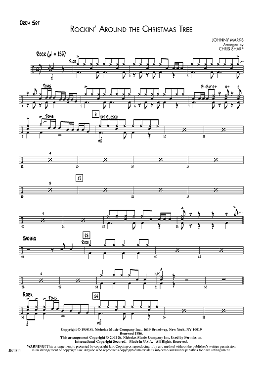 Rockin’ Around the Christmas Tree - Drum Set" Sheet Music for Jazz ...