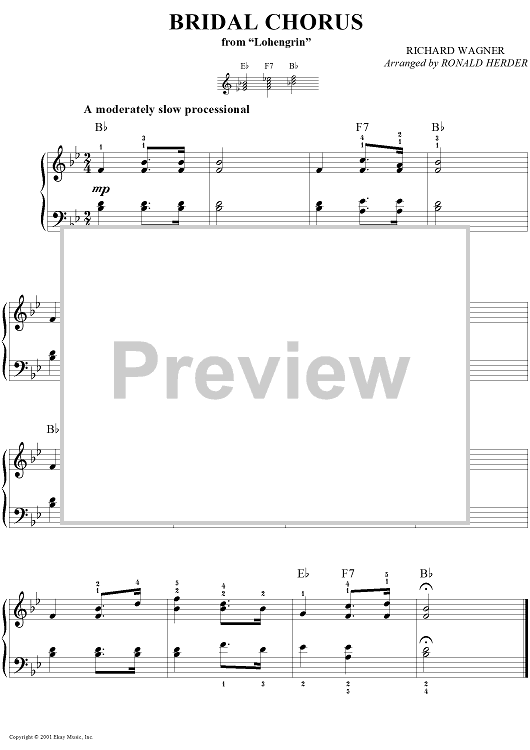 Bridal Chorus from 'Lohengrin'" Sheet Music for Easy Piano - Sheet ...