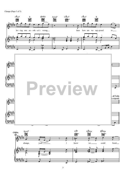 Change" Sheet Music by Charlie Puth for Piano/Vocal/Chords - Sheet ...