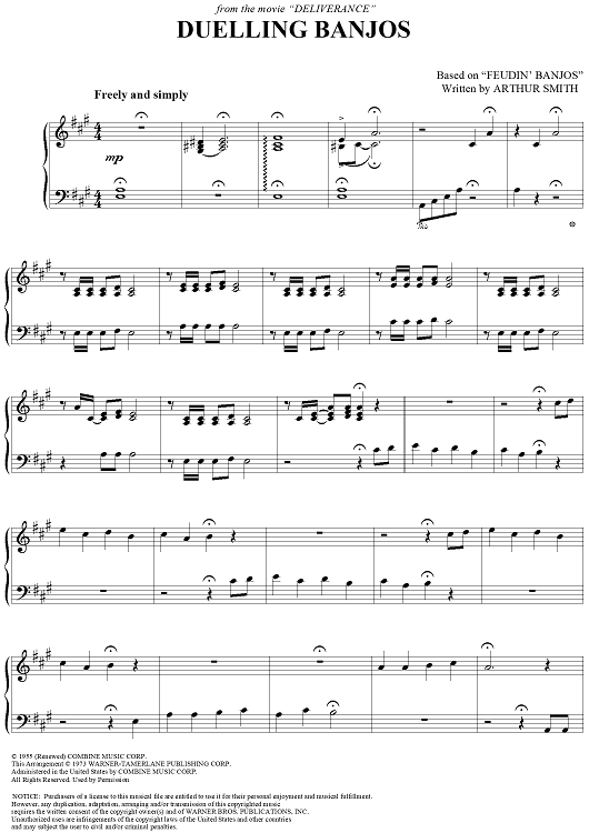 Duelling Banjos" Sheet Music for Piano Solo - Sheet Music Now