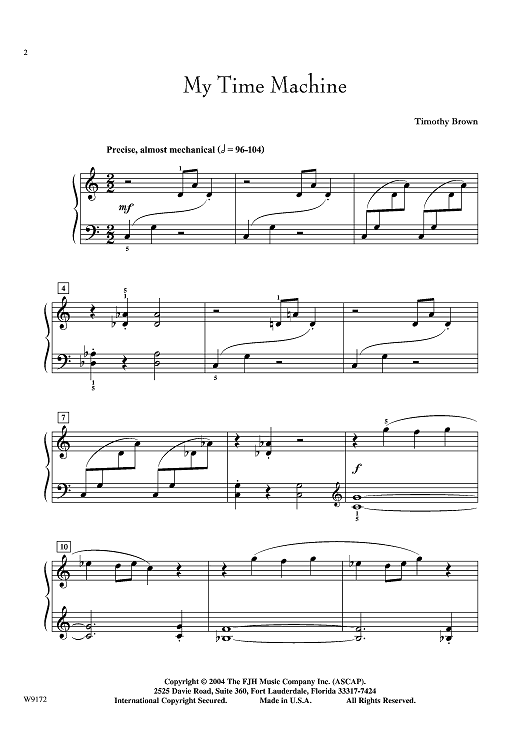 My Time Machine" Sheet Music for Piano - Sheet Music Now