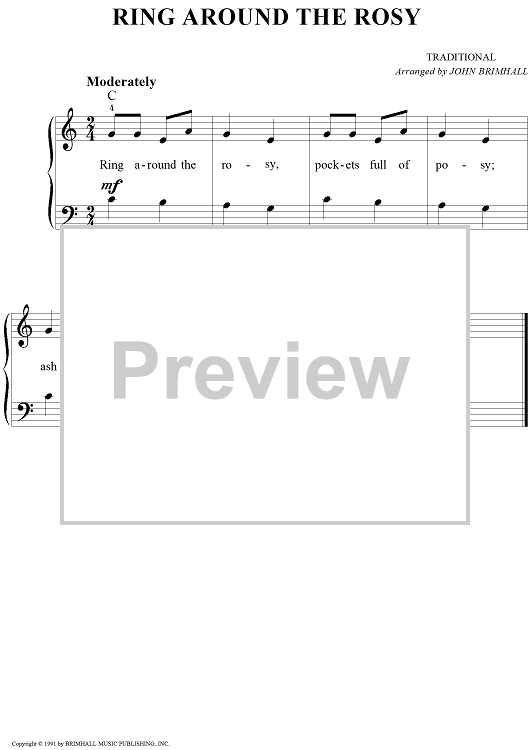 Ring Around the Rosy" Sheet Music for Easy Piano/Vocal - Sheet Music Now