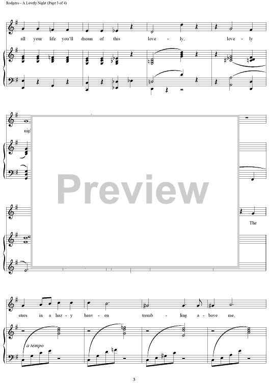 A Lovely Night" Sheet Music for Piano/Vocal - Sheet Music Now
