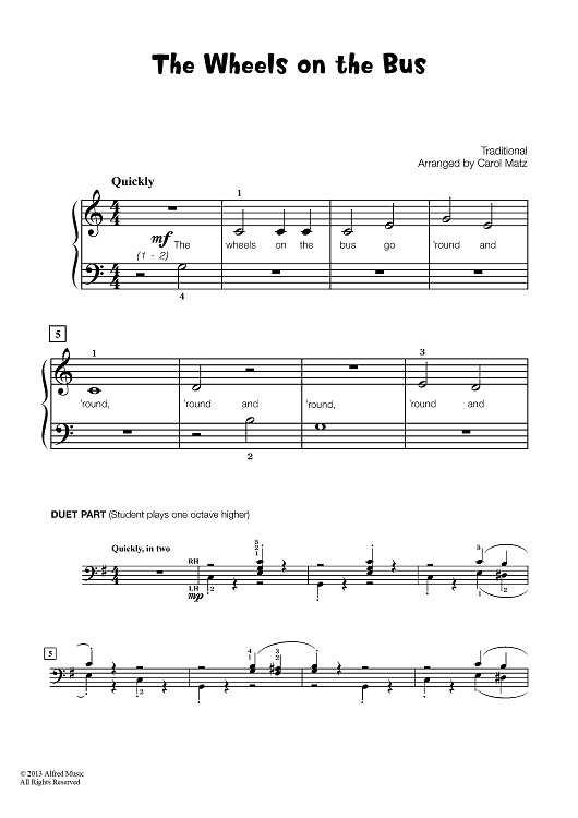 The Wheels on the Bus" Sheet Music for Piano - Sheet Music Now