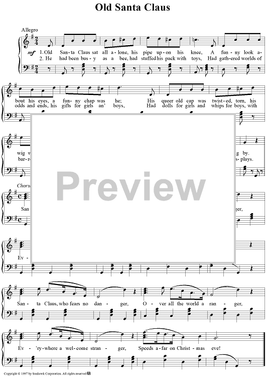 Old Santa Claus" Sheet Music for Piano/Vocal - Sheet Music Now