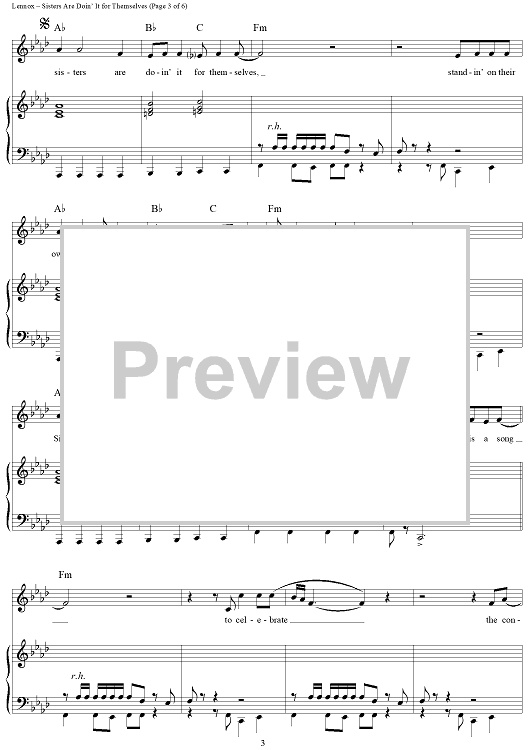 Sisters Are Doin' It for Themselves" Sheet Music by Annie Lennox for ...