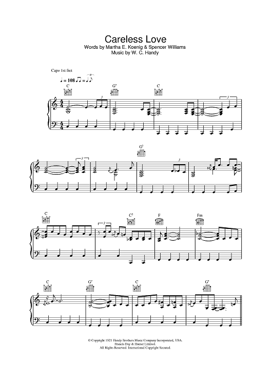 Careless Love" Sheet Music by Madeleine Peyroux for Piano/Vocal/Chords ...