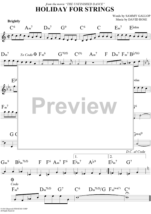 Holiday For Strings" Sheet Music for Lead Sheet - Sheet Music Now