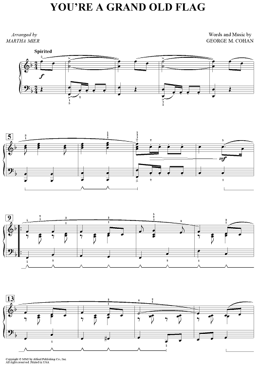 You're a Grand Old Flag" Sheet Music for Piano Solo - Sheet Music Now